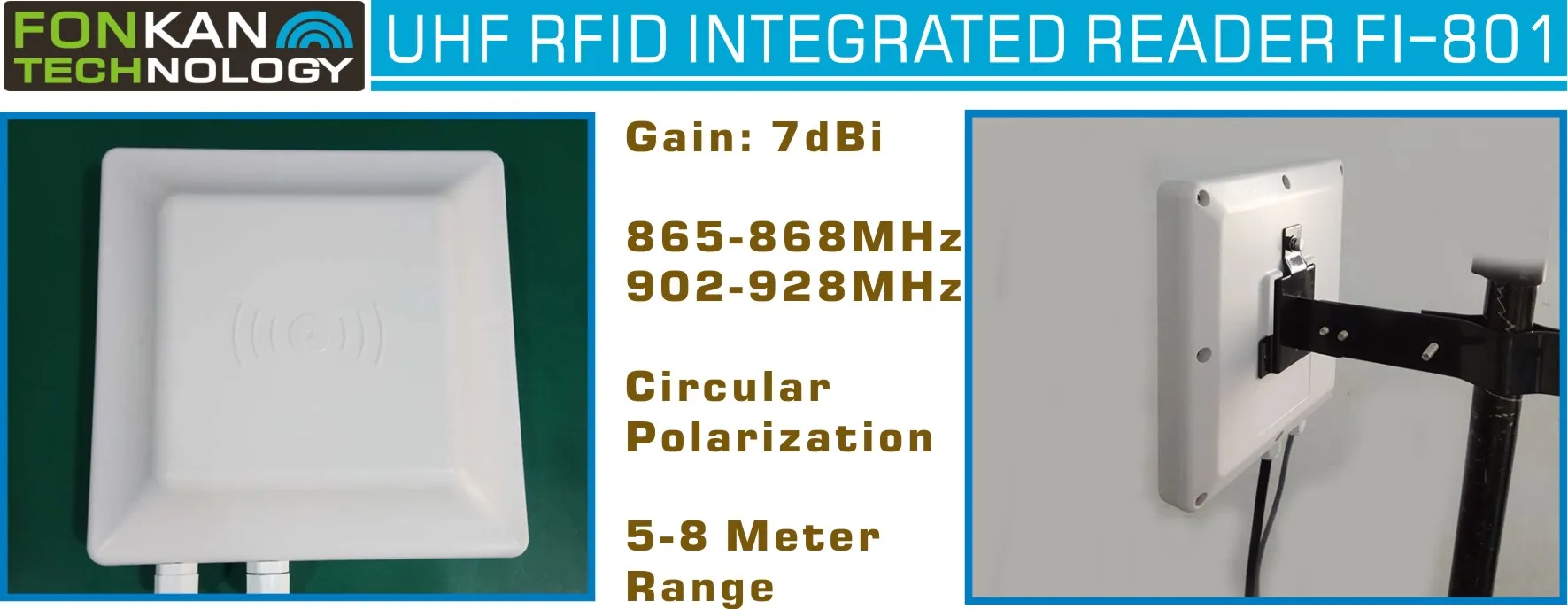 Passive Rs232 Uhf Rfid Integrated Reader 5-8 Meter For Access Control ...