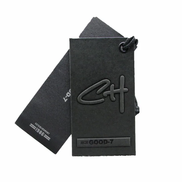 Thick Black Cardboard Embossed Swing Tag Clothing Garment Tags for Clothes