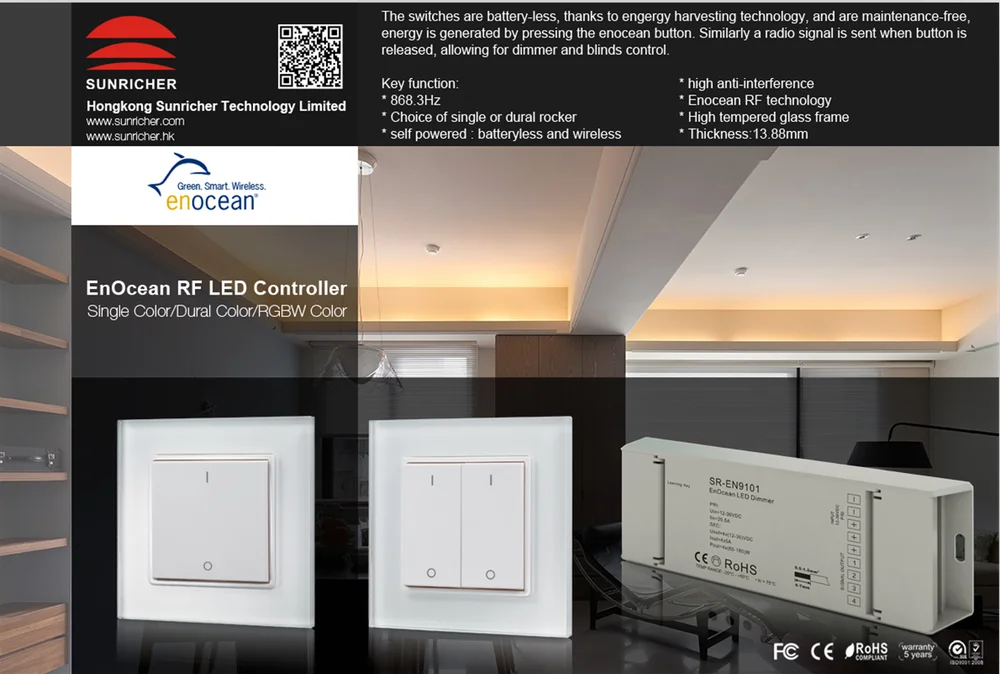 Enocean Rgbw Wall Switches - Buy Enocean Switch,Rgbw Switch,Enocean ...