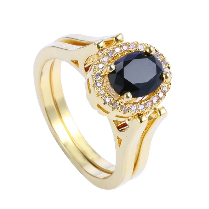 Wholesale Unique Two-sided Stone Jewelry Rings For Women Gold Color ...