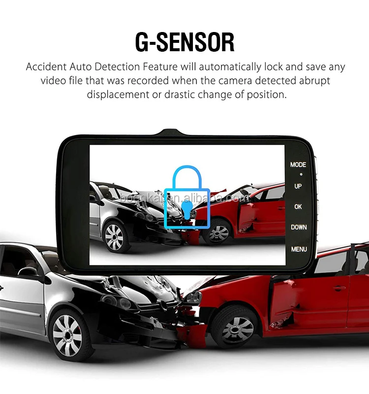 1080p Full Hd Car Crash Camera Driver Video Recorder 2 Lens Front And ...