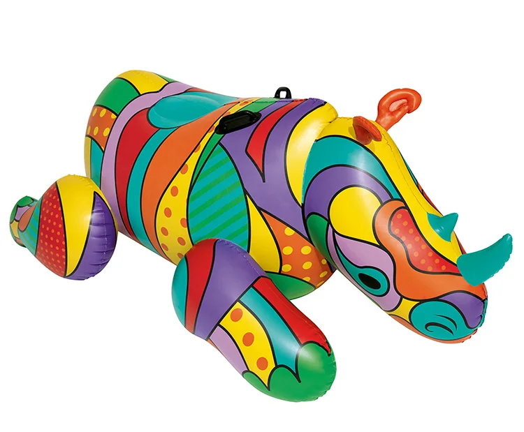 Factory Vinyl Inflatable Rhinoceros Ride-on Pool Float Durable Plastic ...