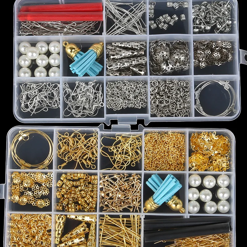 1set 13 Grid Plating Gold Metal Accessories&bead Box For Making ...