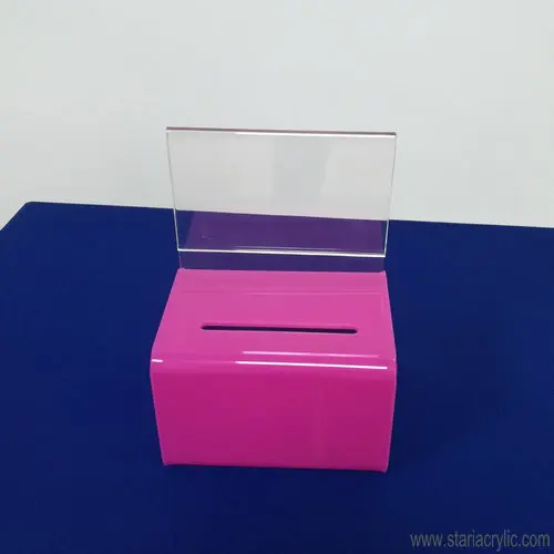 Pink Small Acrylic Suggestion Box With Lock,Lockable Acrylic Lucite ...