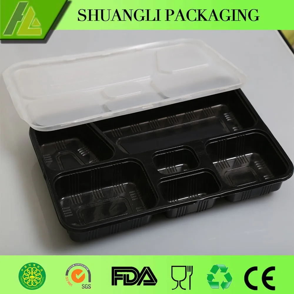 6 Compartments Plastic Black Containers With Lids - Buy Black ...