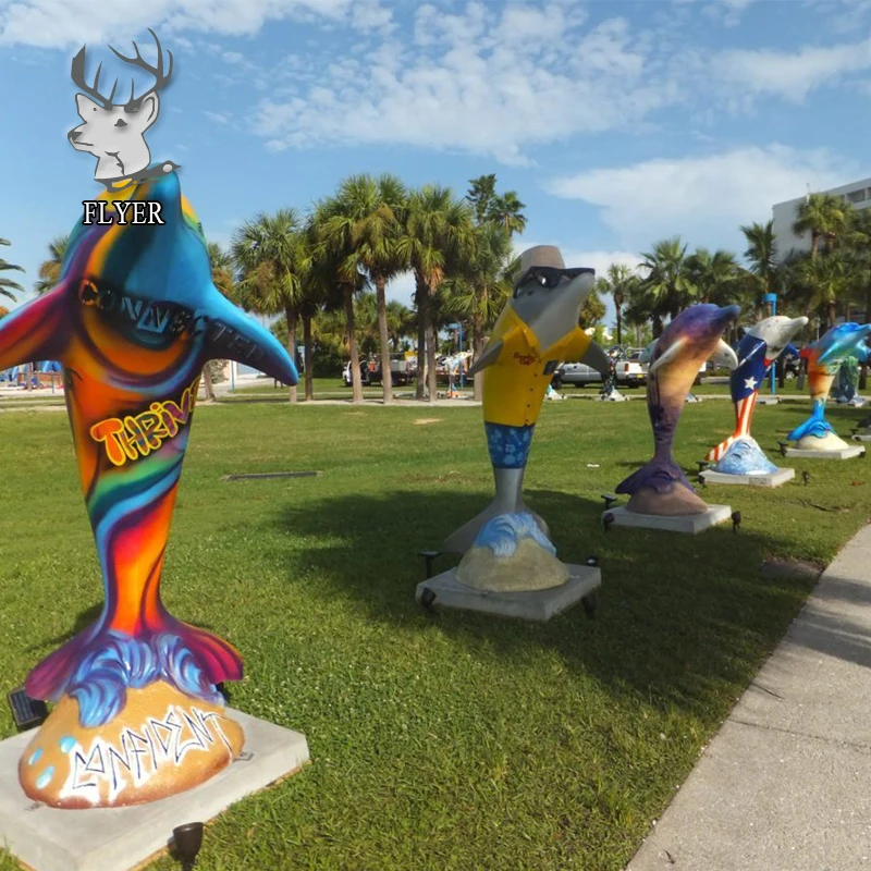 Outdoor Decoration Life Size Fiberglass Dolphin Statue