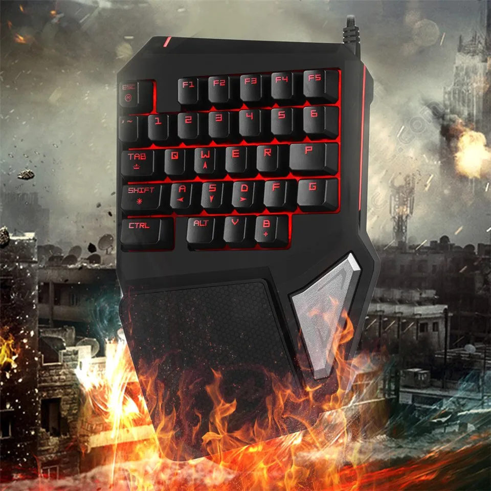 Delux T9 Pro Professional One Hand Gaming Keyboard Usb Wired E-sports ...