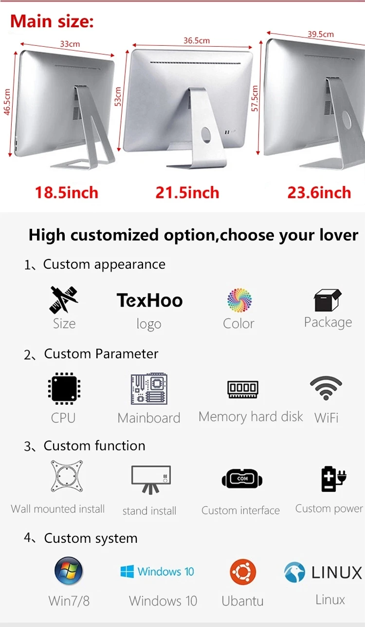 All in One Pc case 23.6 Inch Monoblock Computer Desktop Computer ...