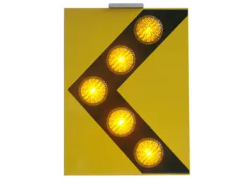 5 Lights Solar Power Chevron Sign Board Arrow Direction Road Safety ...