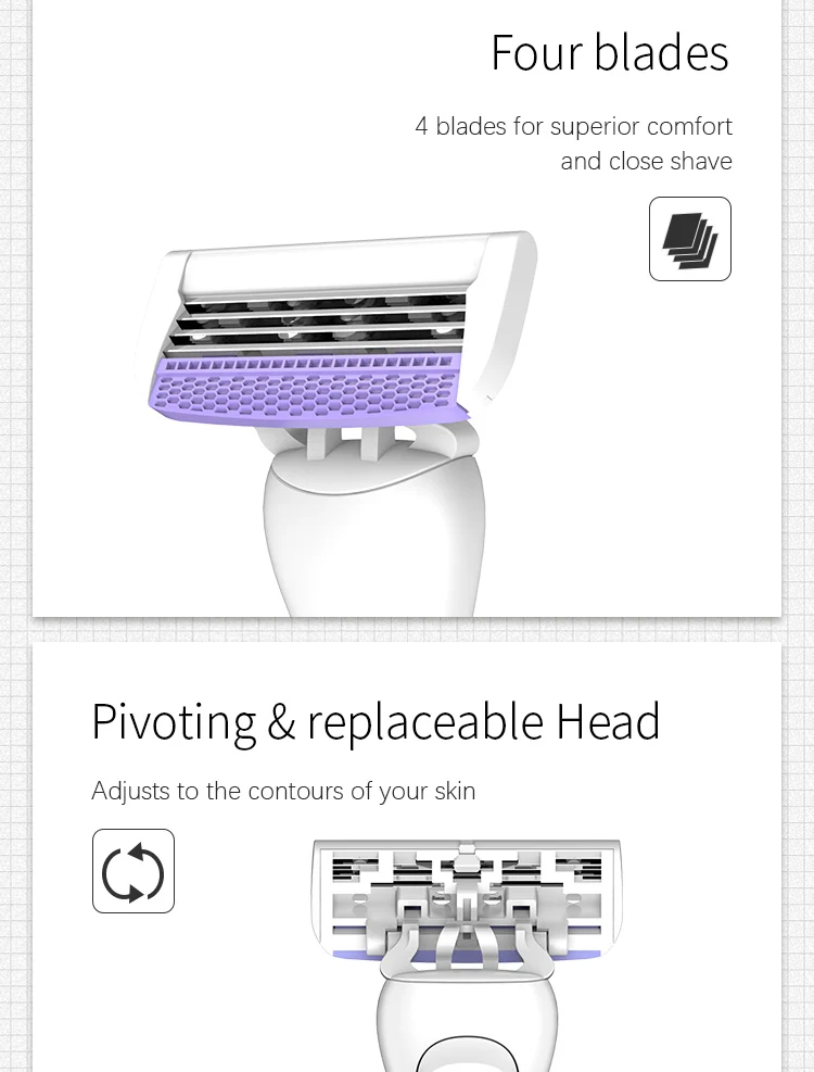 4 Blades Razor Blades With Open Back Disposable Razors - Buy 4 Blade ...