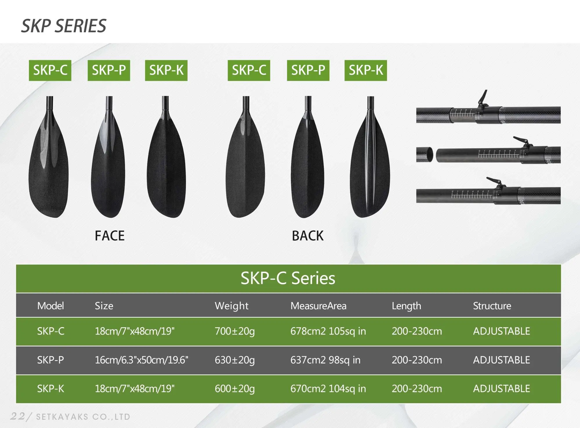 Custom 2pcs Adjustable Kevlar Racing Sea Kayak Paddle For Clear Bottom ...