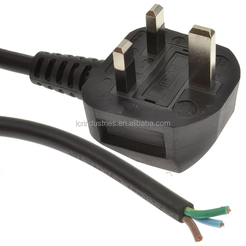 13a Fully Moulded 3 Pin Uk Plug To 0.75mm Stripped Bare Ends Power ...