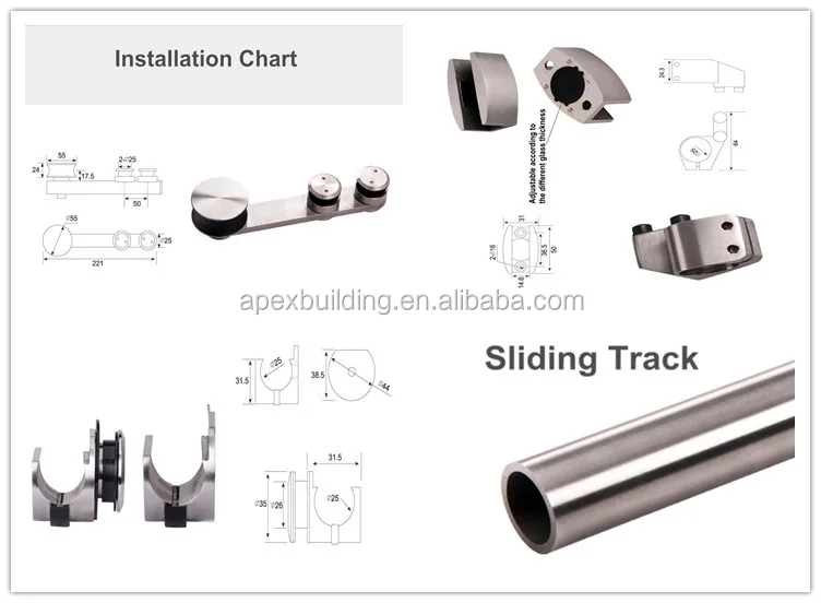 Stainless Steel SUS 304 Sliding Barn Door Hardware Set