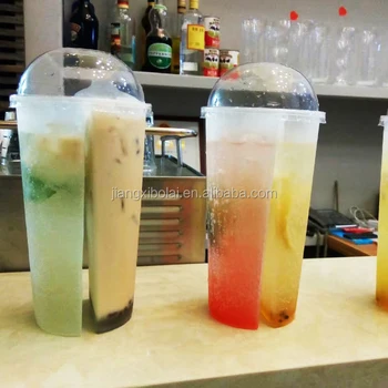 32oz 700ml Clear Plastic Pp Split Boba Tea Cups With Lid - Buy 700ml Pp ...