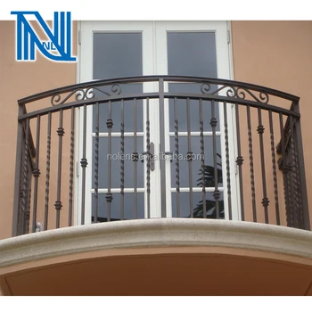 Simple Style Wrought Iron Balcony With Pot Belly Design/flat Top Curved ...