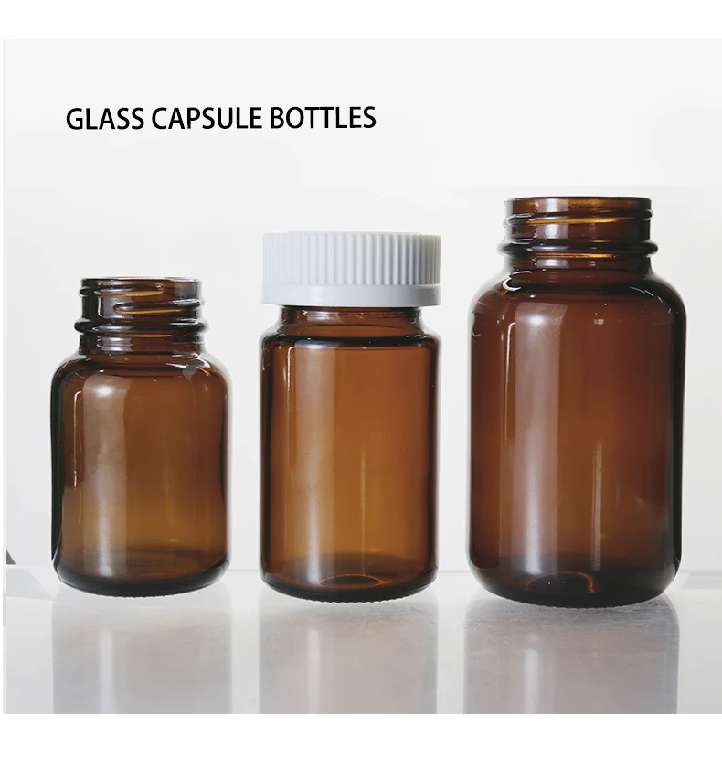 Childproof Glass Jar 120ml Amber Wide Mouth Glass Capsule Bottles - Buy ...