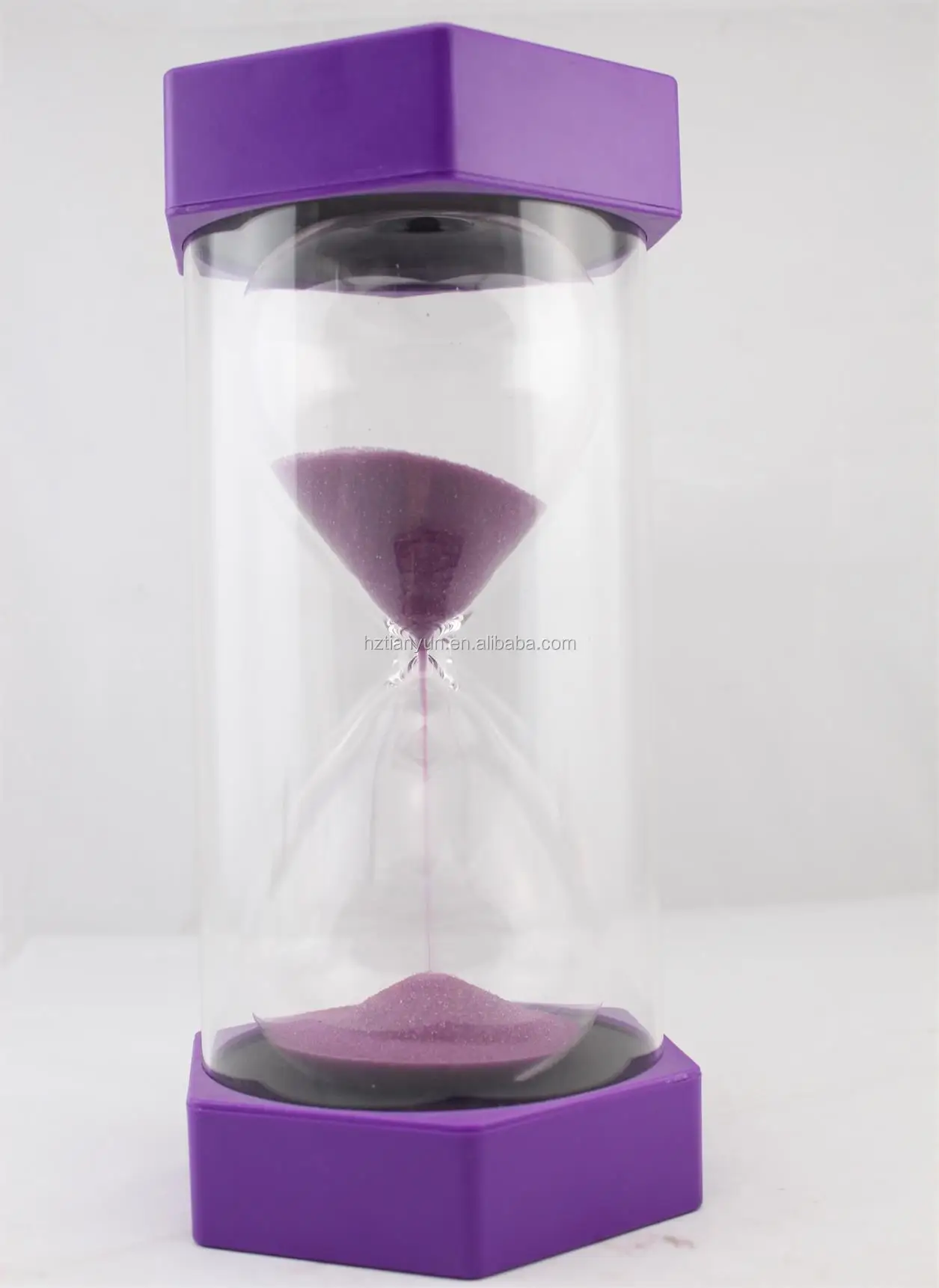Customized 3min/5min Purple Hexagon Plastic Hourglass For Gift Sand ...