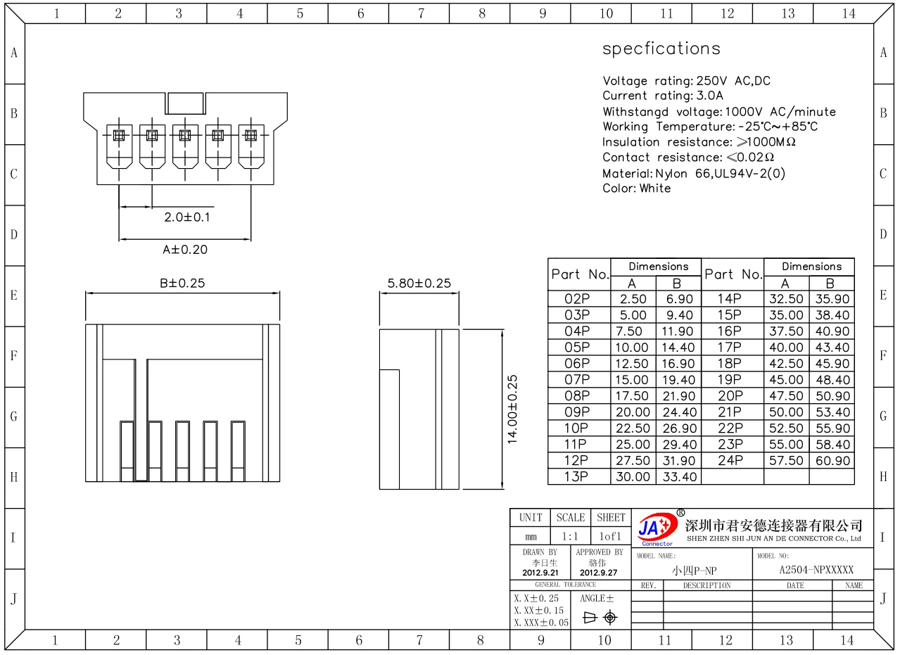 2pin 4pin Wire To Board Te Amp 2.5mm Pitch Male 1-171822-0 Housing Connectors - Buy Amp 1-171822 ...
