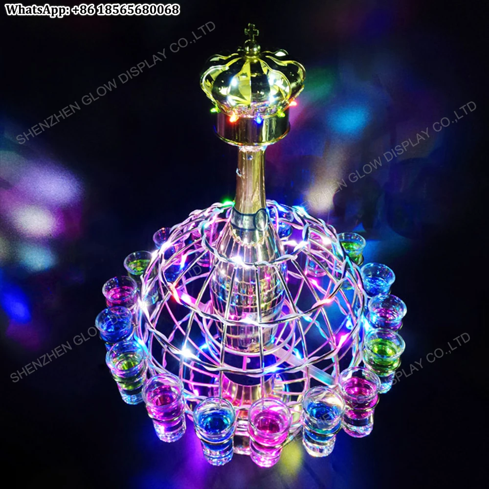 Rechargeable Iron Spinning Globe Led Shot Glass Tray Round Glasses ...