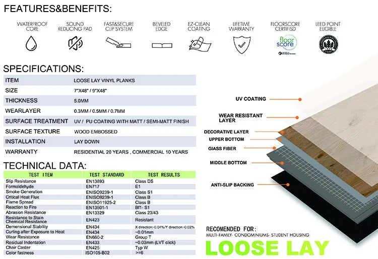 Floor Score Certification Loose Lay Flooring Vinyl Luxury Tile Piso ...