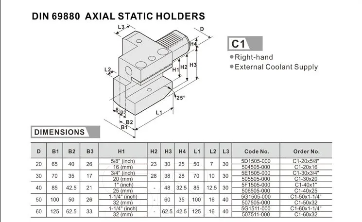 Din69880 Vdi Axial Static Tool Holders - Buy Vdi,Axial,Vdi Tool Holders Product on Alibaba.com