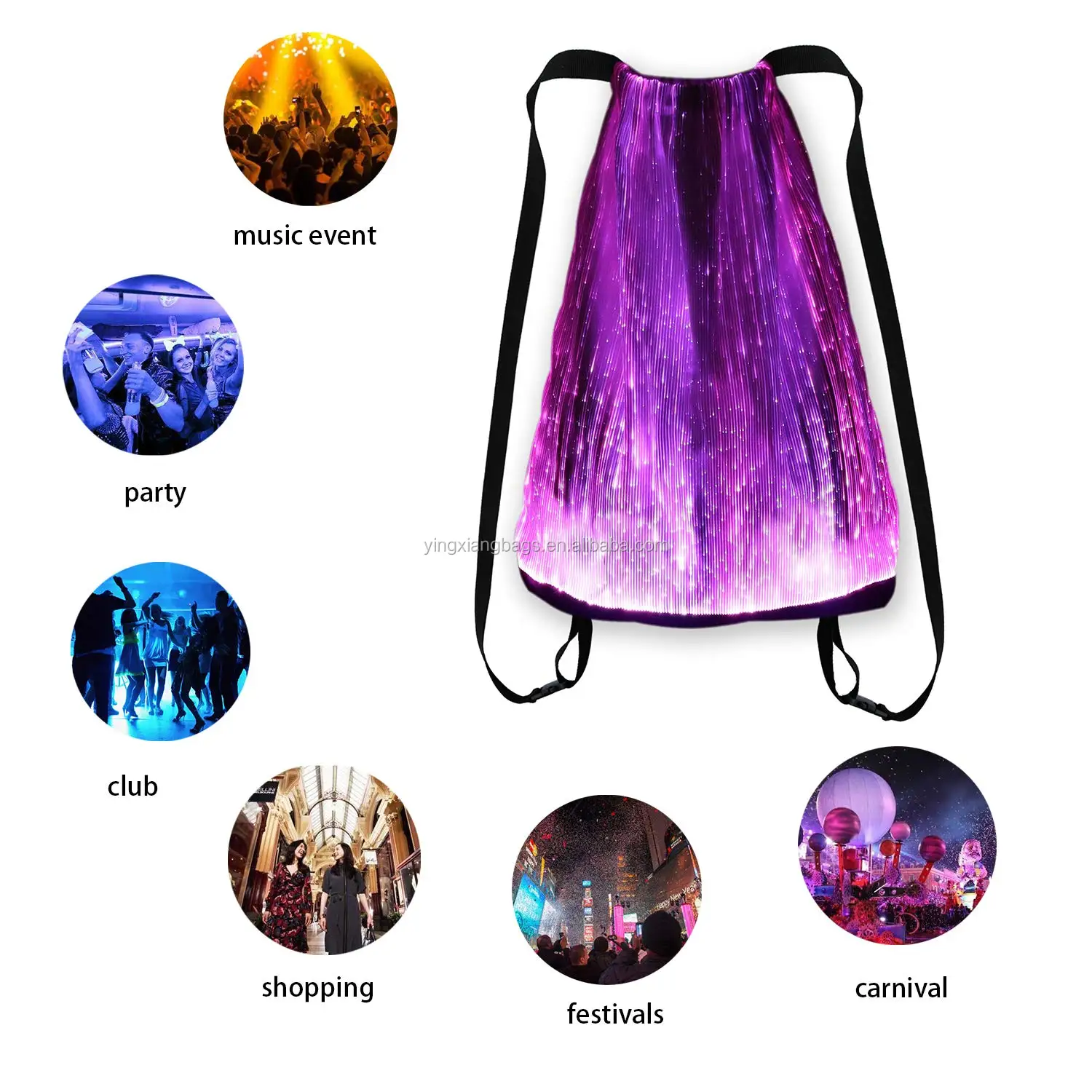 Led Light Up Backpack 6 Glowing Lights Bag For Rave Music Festival ...