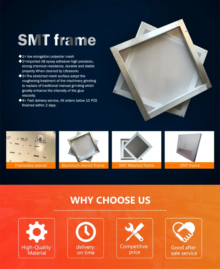 SMT Aluminum Stencil Frames with Mesh for PCB Printing
