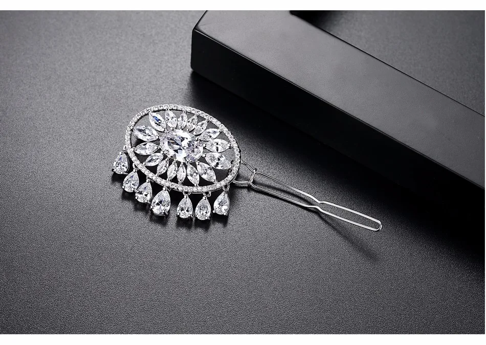 Luoteemi Fashion Simple Big Sun Shape Clear Crystal Hair Pin Paved Fine ...