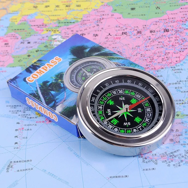 Promotional Outdoor 60mm Mini Round Silver Brass Watch Compass Magnetic ...