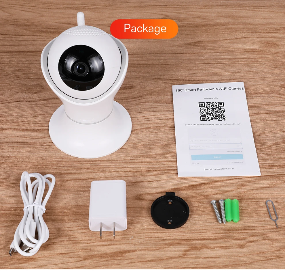 Wireless Camera 360 Degree Home Security Wifi Ip Camera 2.0mp 1080p ...