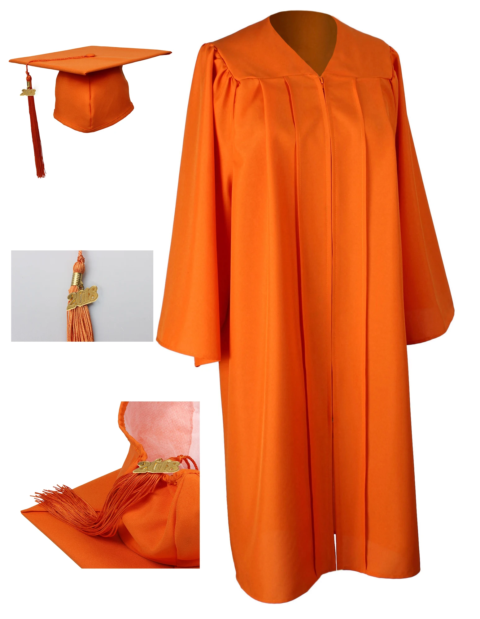 2018 Wholesale High Quality Orange Graduation Matte Cap And Gown For ...
