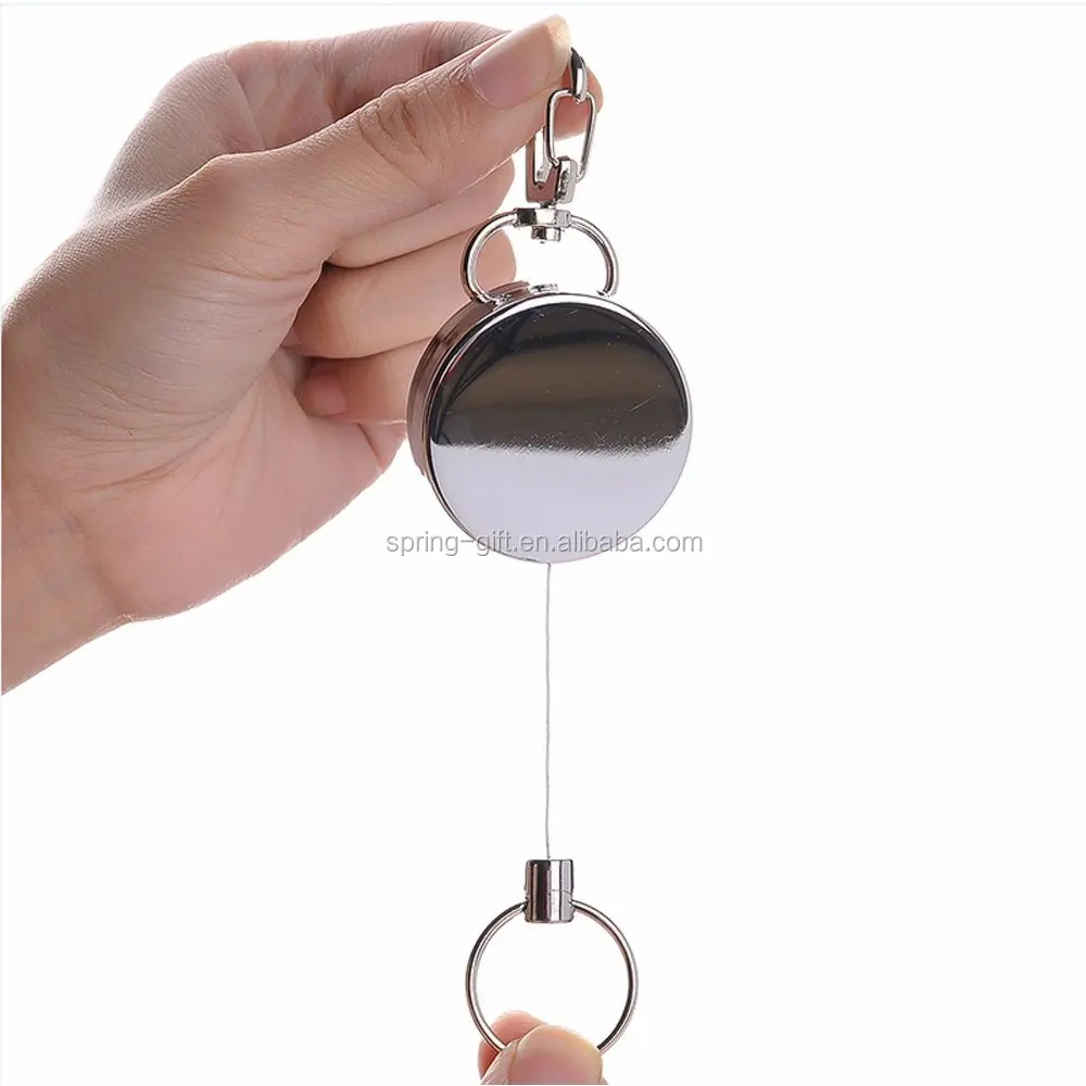 Anti Lost Creative Keychain Custom Logo Retractable Steel Split Ring ...