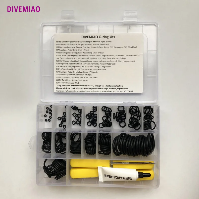 Scuba Dive Equipment Repair O-ring Set Kit Tool Box 15 Different O-ring ...