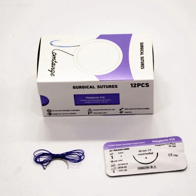 Non Absorbable Polyglactin 910 Pgla Suture Kit Surgical Sutures With ...
