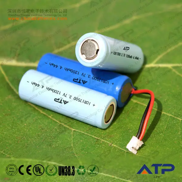 Icr17500 Lithium Battery / Li Ion Battery 3.7v Icr17500 1200mah / 17500 ...