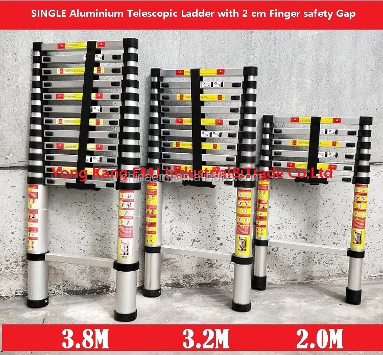Sgs Ce En131-6 New Type 3.8m Aluminium Telescopic Ladder With Finger ...