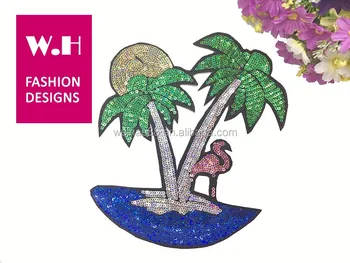 Coconut Palm/ Tree Sequin Embroidered Patches/sequin Applique - Buy Christmas Sequins Appliques ...