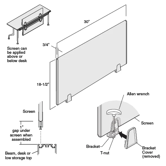 Aluminum Alloy Screen Partition Clips for Office Desks