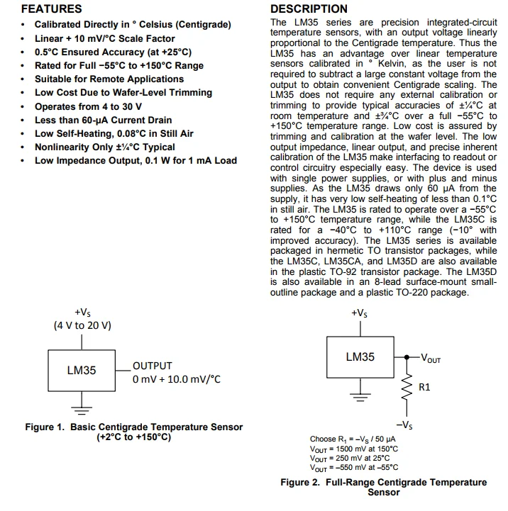 LM35 Precision Centigrade Temperature Sensors - Ic Electronics