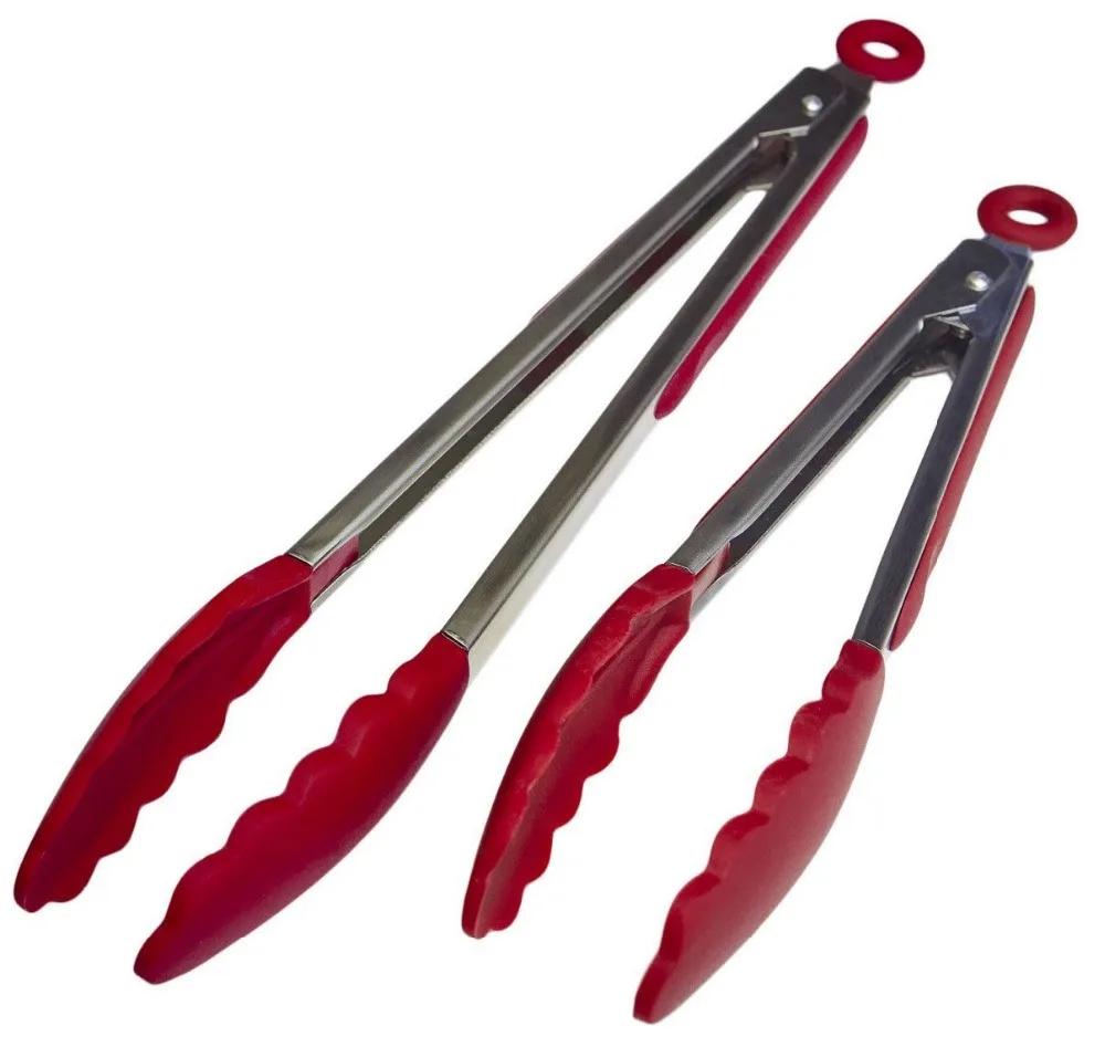 Silicone Food Tong Set Of Two - 9" And 12" Inch Barbecue(bbq) Tongs ...