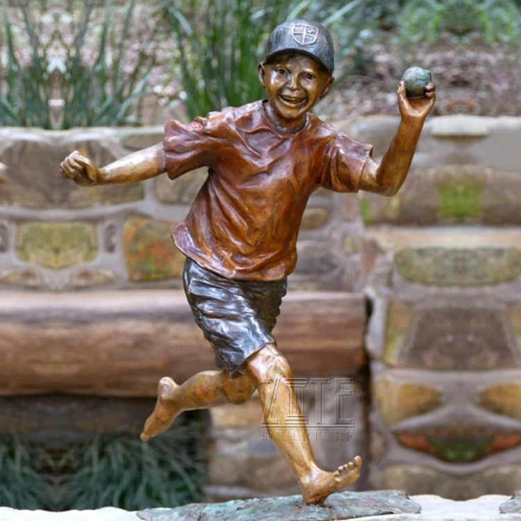 Life Size Large Outdoor Copper Bronze Baseball Boy Statue Sculpture ...