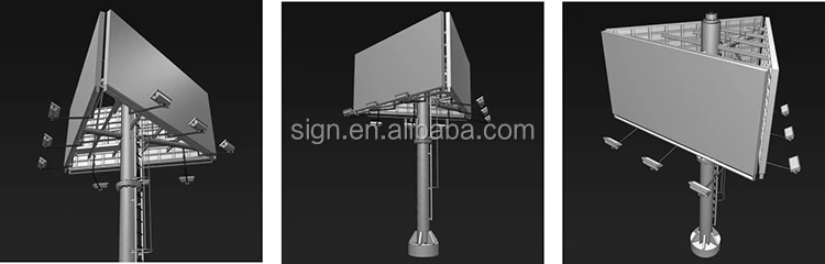 Three Sides Outdoor Advertising Billboard Steel Uni Pole