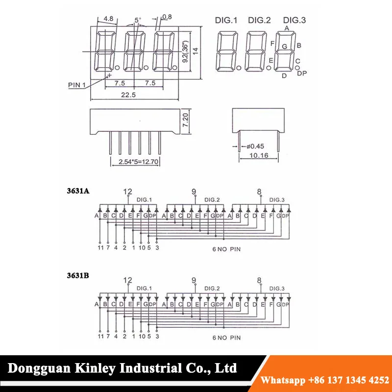 0.36 Inch 3 Digit 7 Segment Led Numerical Display Module With Green ...