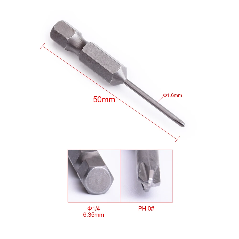 Phillips Head Ph0 50mm Length Screw Driver Bits 6.35 Shank Screwdriver ...