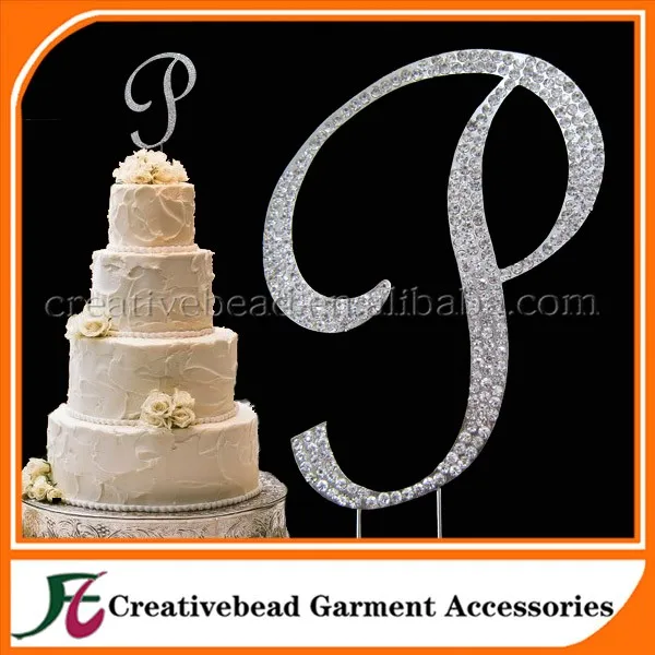 Large Rhinestone Crystal Monogram Letter "p" Wedding Cake Topper 5 ...