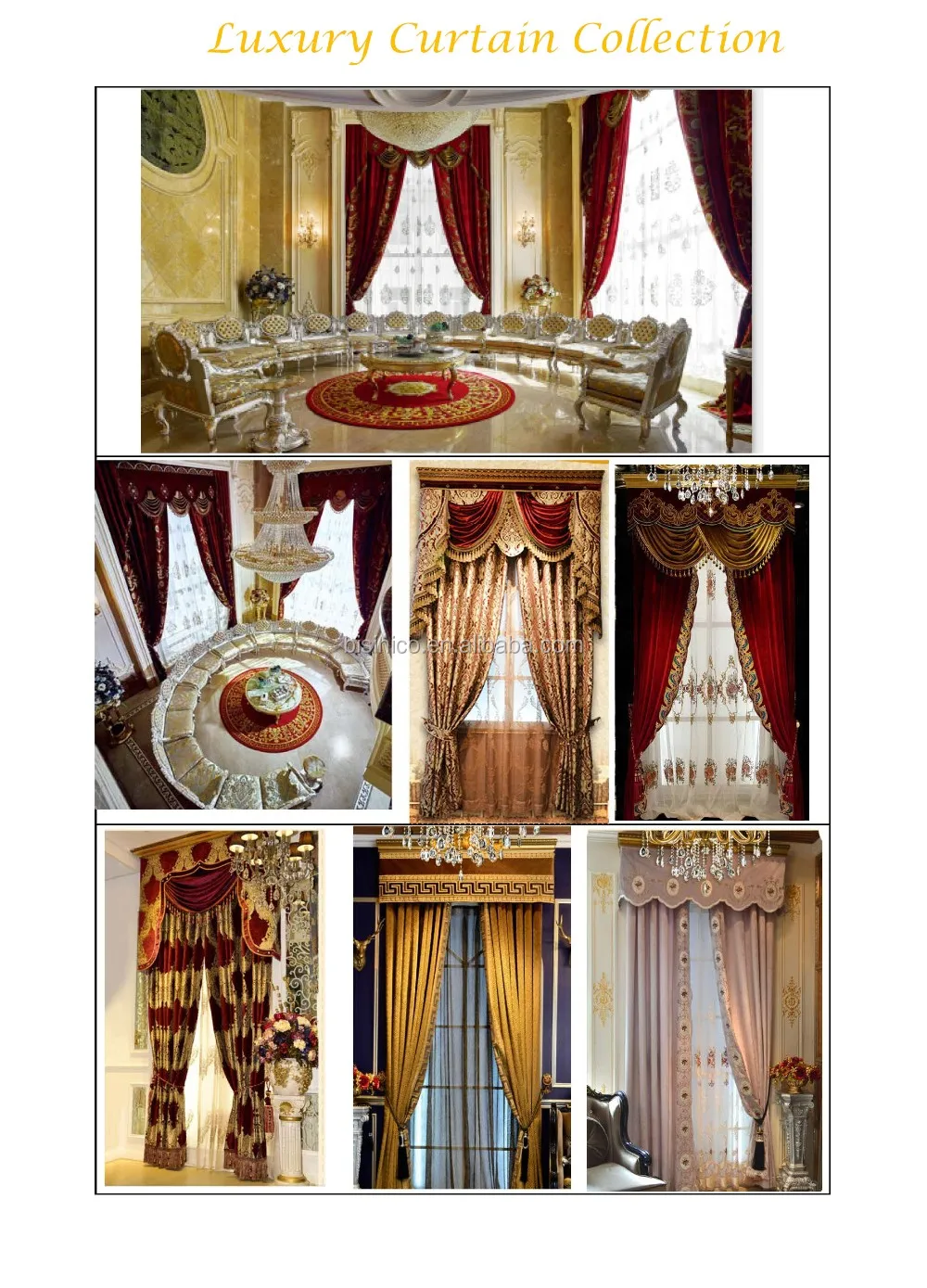 Royal Home Cinema Design Curtain - Elegant Gold & Red Velvet Blackout ...