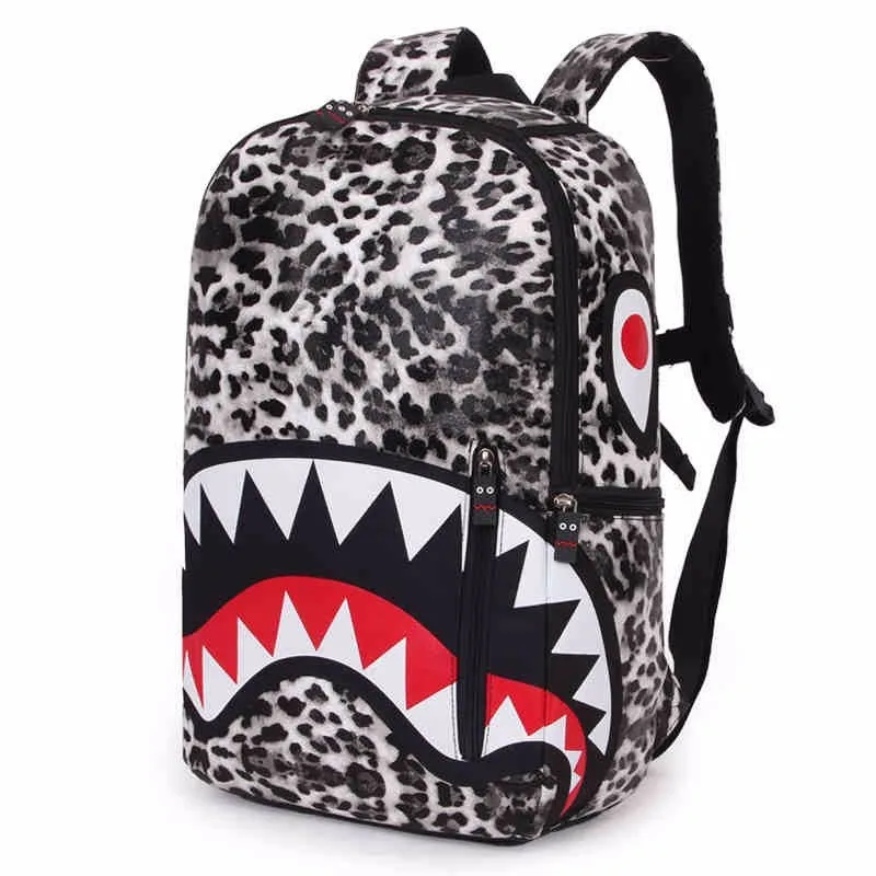 Black And White Cartoon Shark Teeth Light Weight Animal Backpack - Buy ...