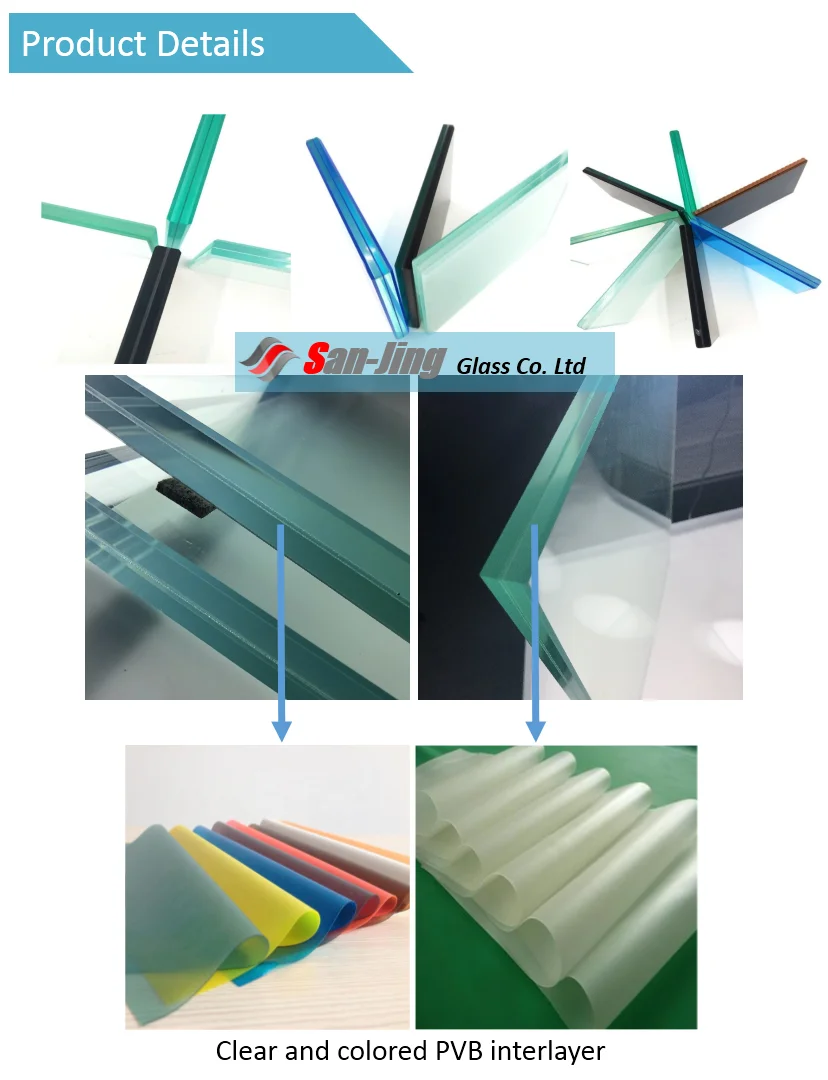 PVB Interlayer Roof Skylight Tempered Laminated Glass