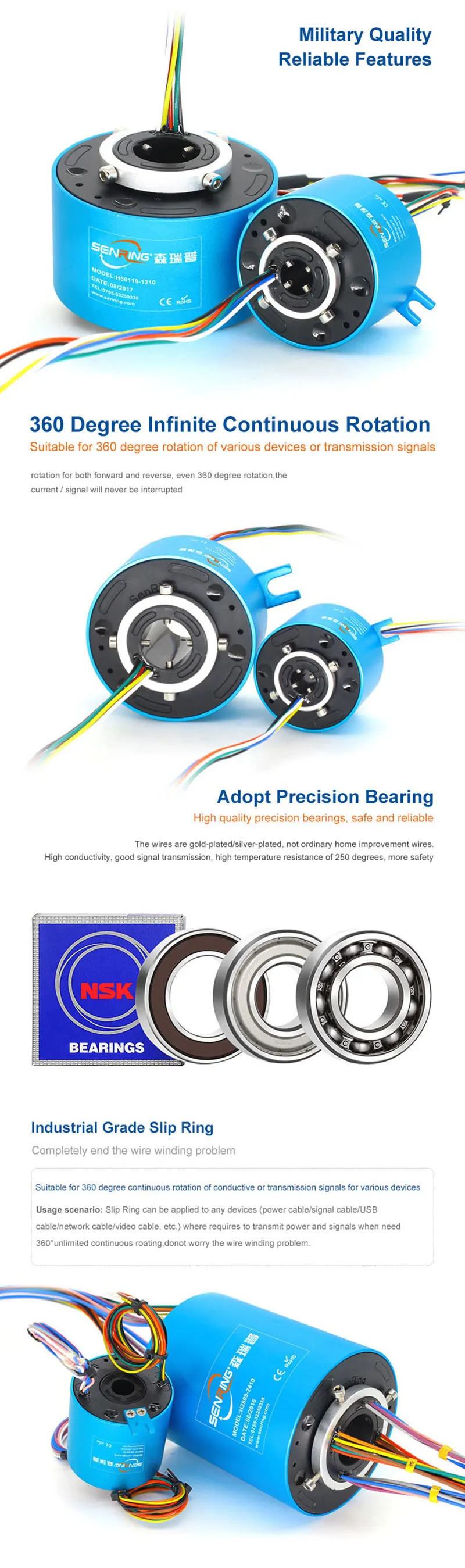 Senring Slip Rings - Reliable 360° Rotating Connectors