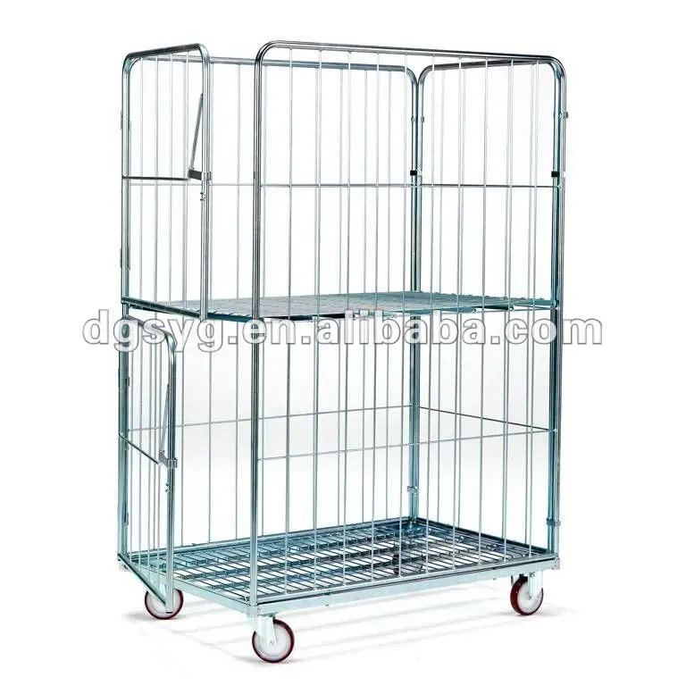 Folding Roll Cage Trolley For Warehouse Or Factory - Buy Cage Trolley ...